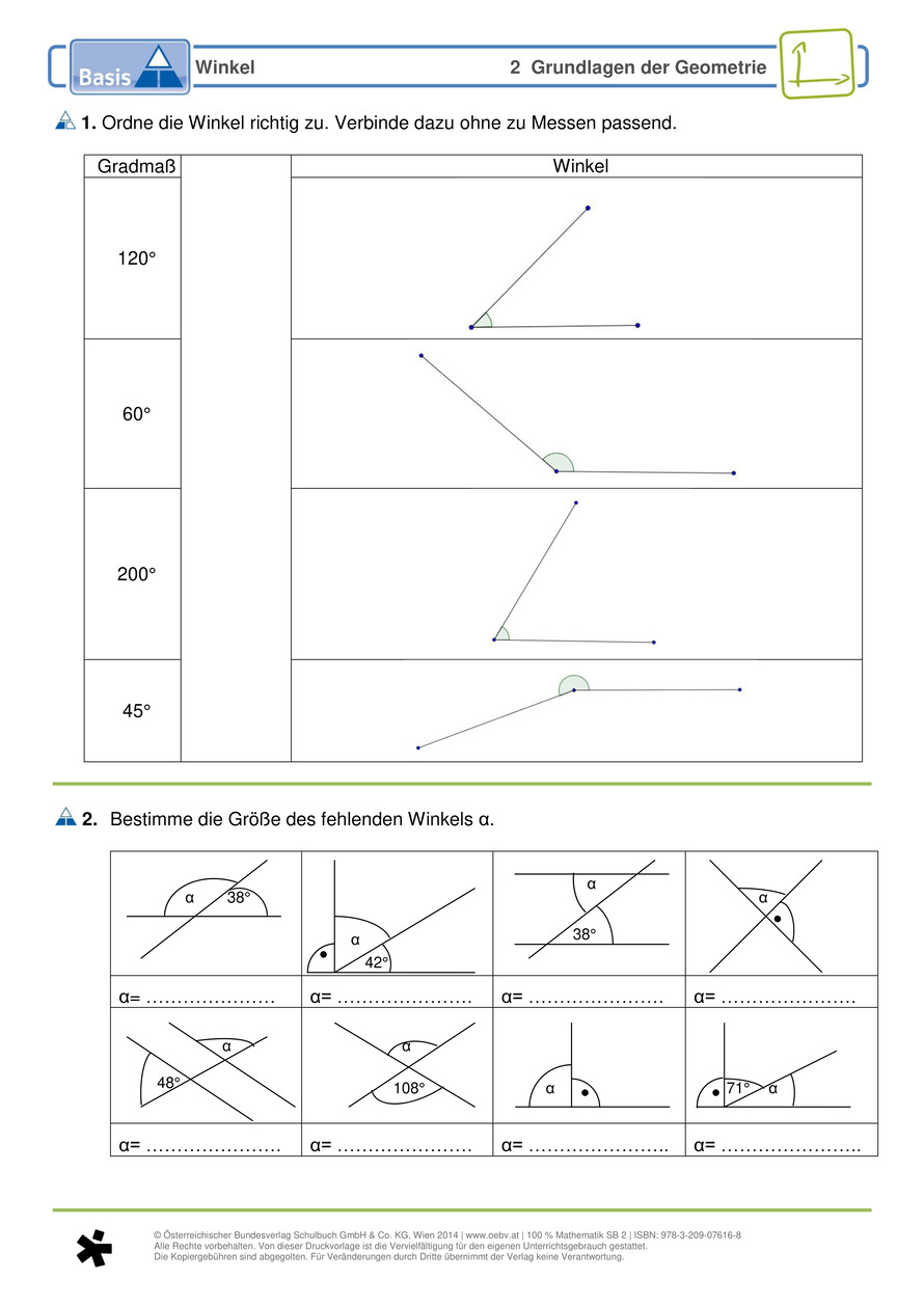Winkel Arbeitsblatt | öbv